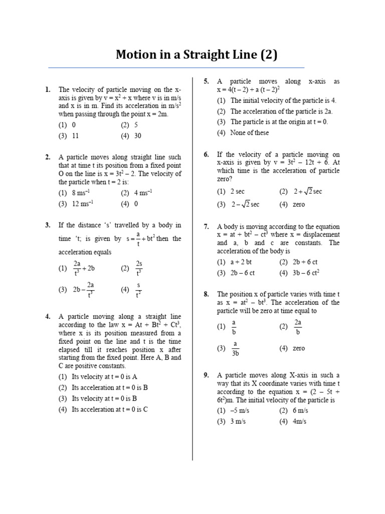 Motion in A Straight Line - 2 | PDF