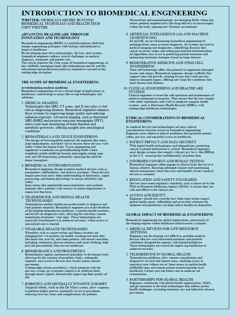 Introduction To Bme | PDF