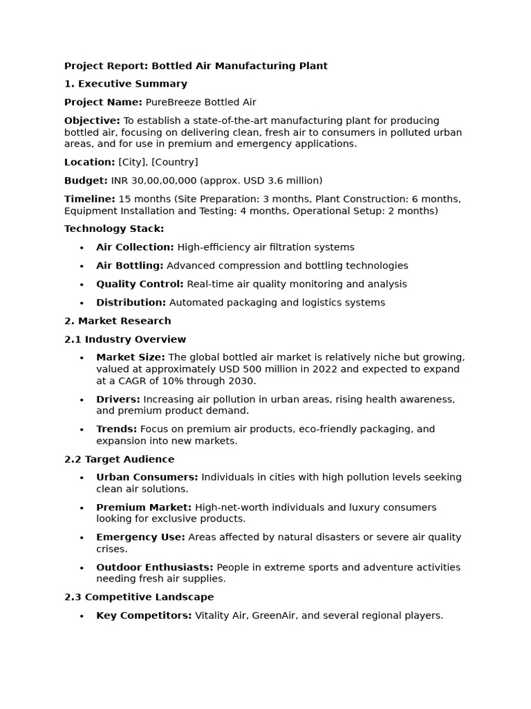 Project Report Bottled Air | PDF