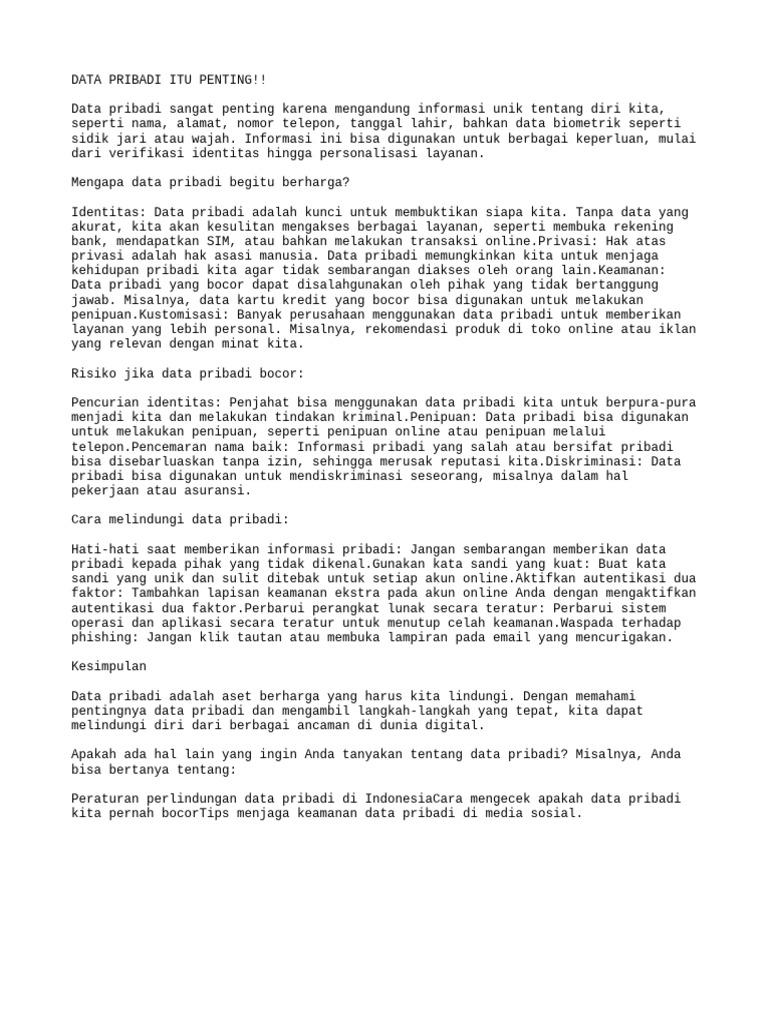 Data Pribadi | PDF