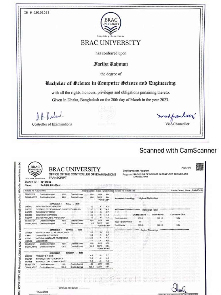 Certificate & Transcript | PDF