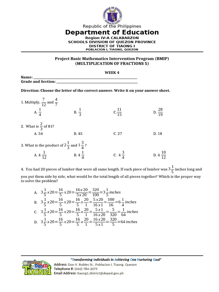 Grade 5 Multiplication Week 4 | PDF