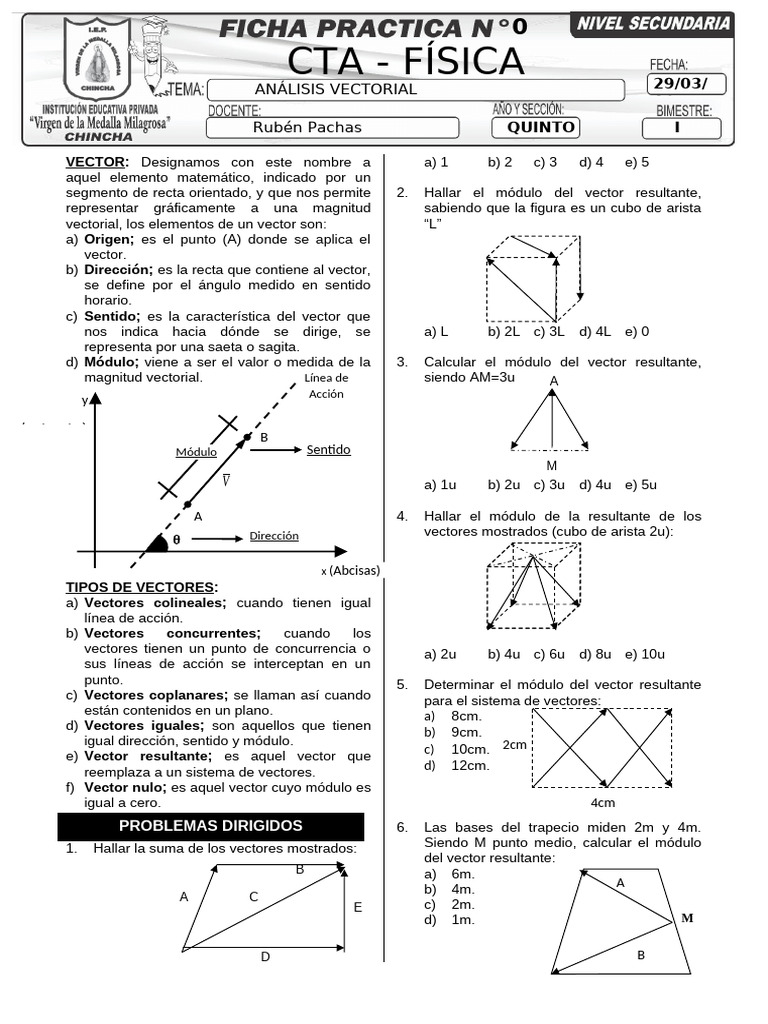 Análisis Vectorial - Física - Quinto VMM | PDF