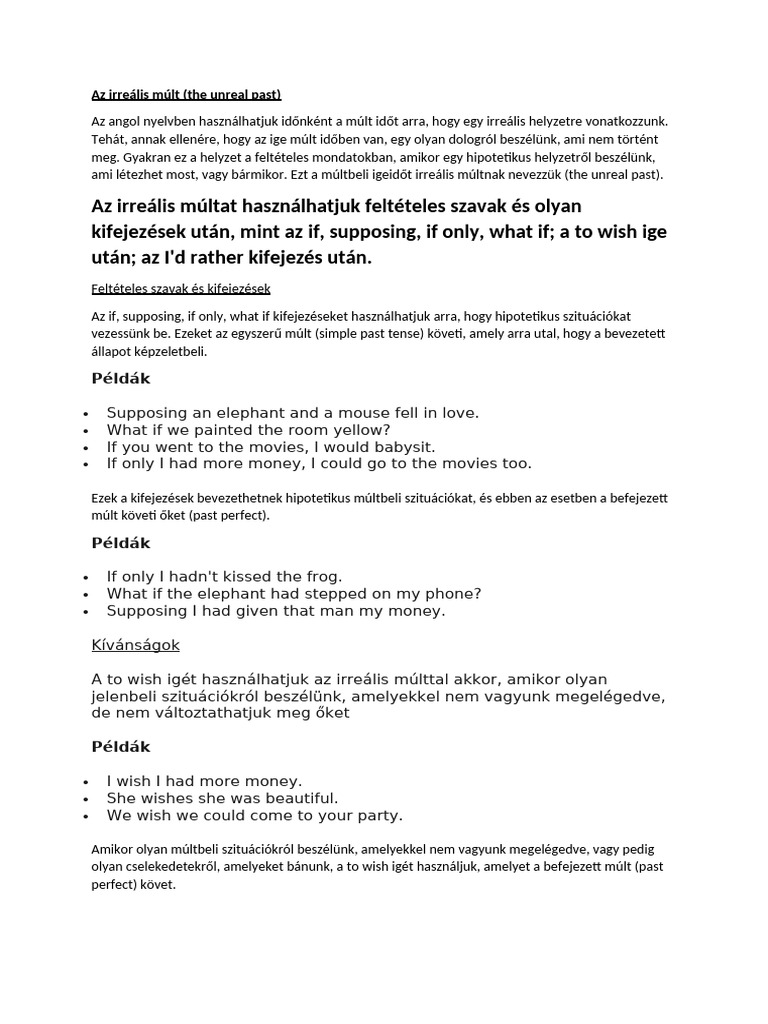 Az Irreális Múlt | PDF