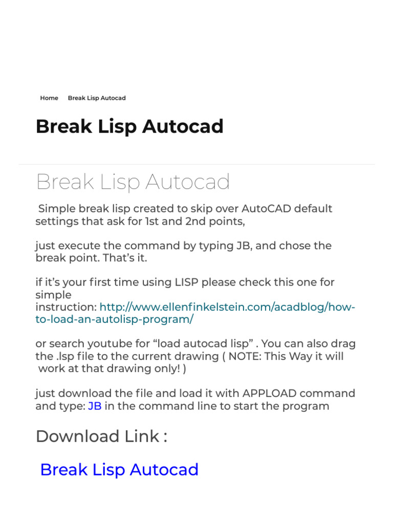 Break Lisp Autocad | PDF