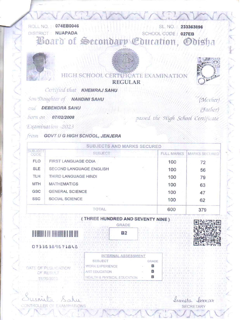 Matric Certificate | PDF