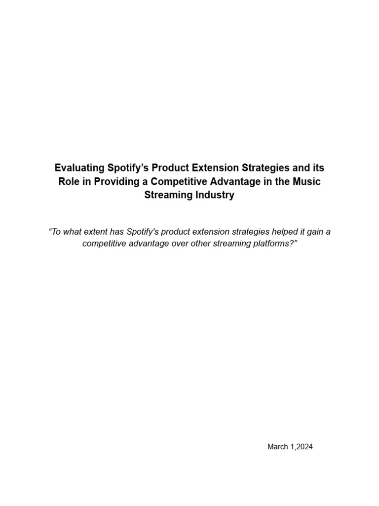 Evaluating Spotify's Product Extension Strategies and Its Role in ...