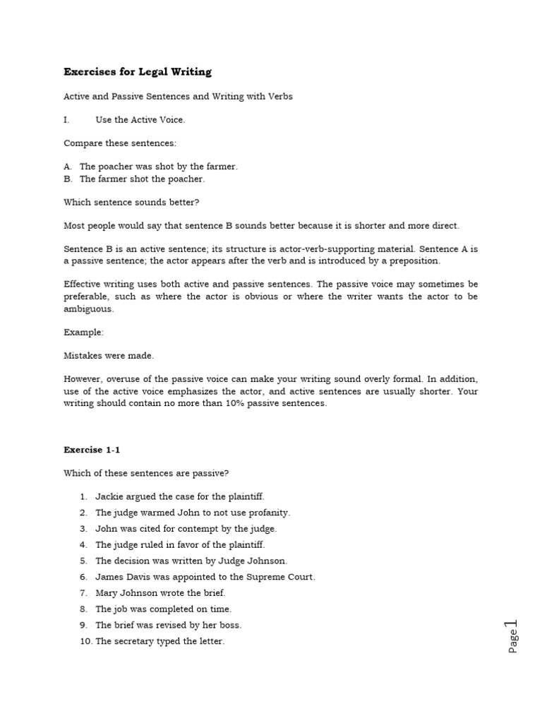 Exercises For Legal Writing | PDF