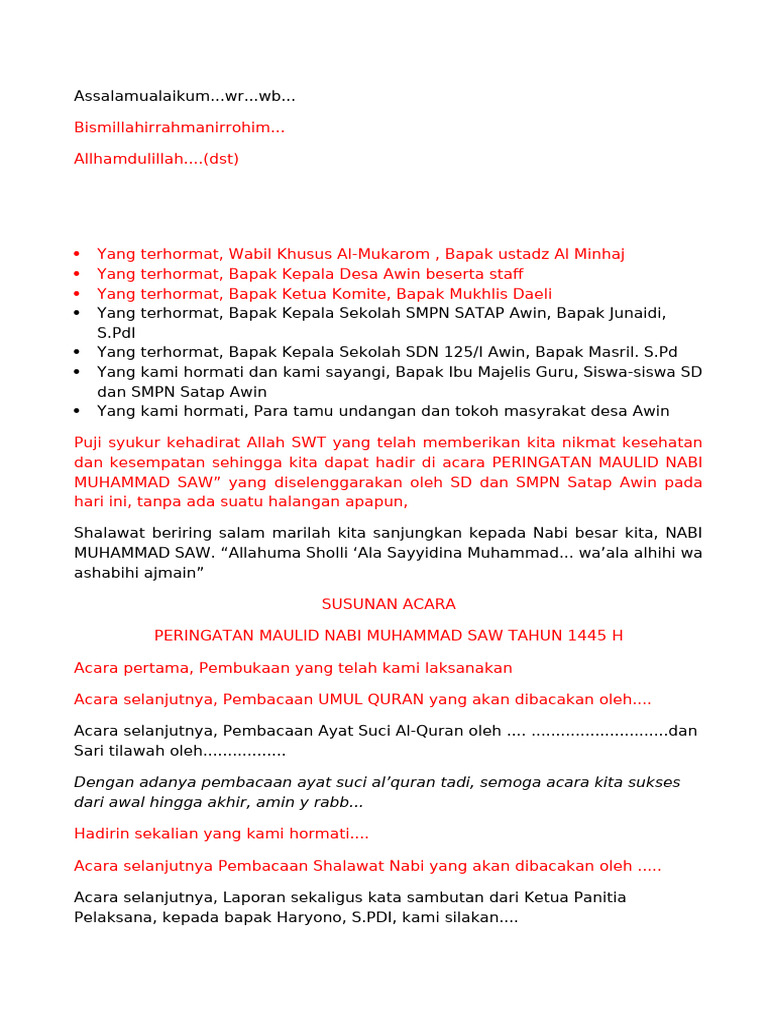Susunan Acara Maulid Nabi | PDF