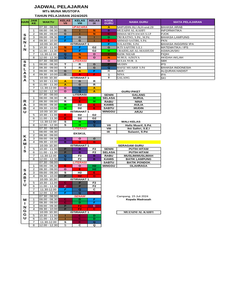 Jadwal Mts. | PDF