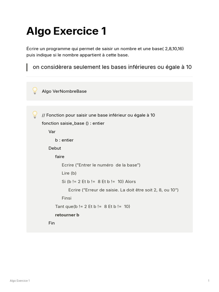 Algo Exercice 1 | PDF | Computers
