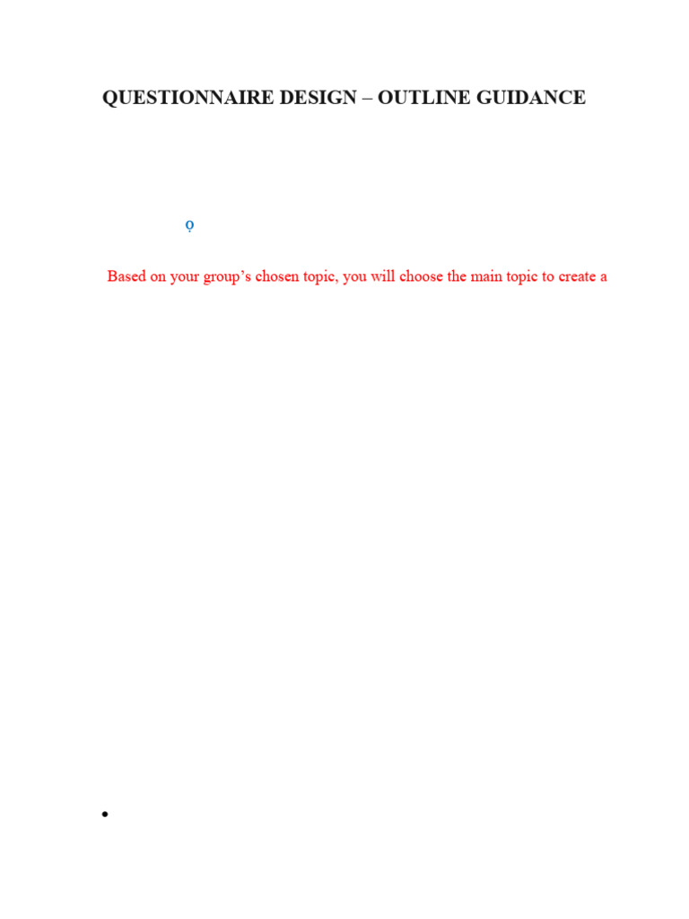 Questionnaire Design - OUTLINE | PDF