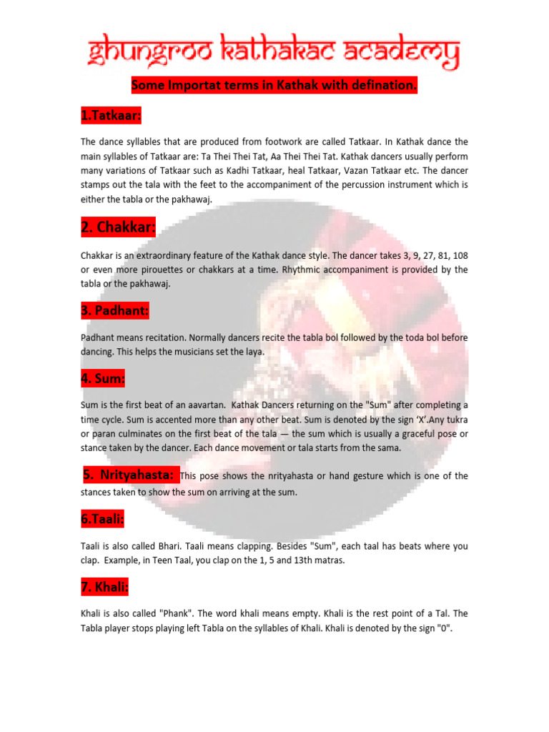 Terms in Kathak | PDF