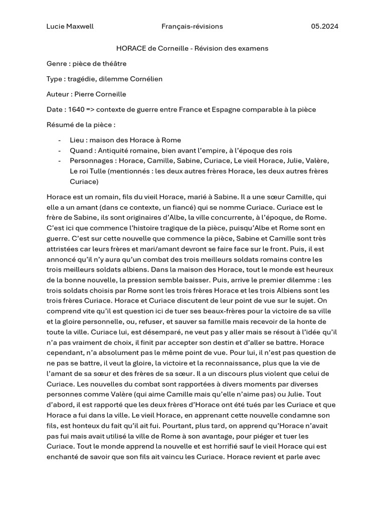 Horace-Révision Examen | PDF