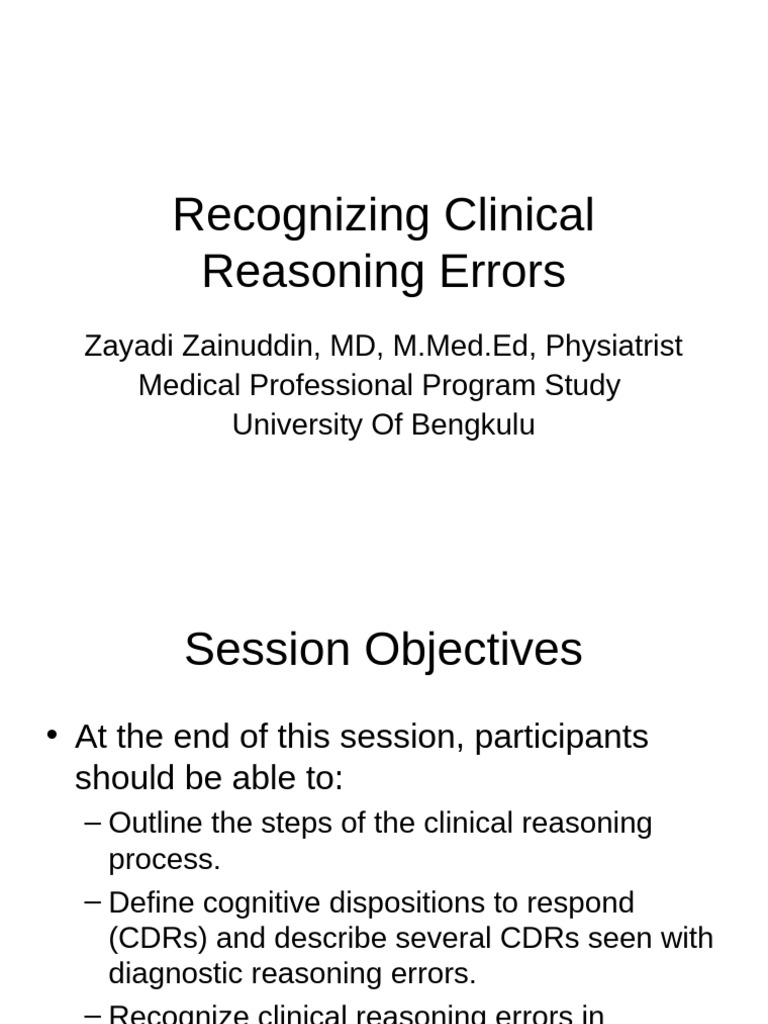 Recognizing Clinical Reasoning Errors FCP 2023 | PDF