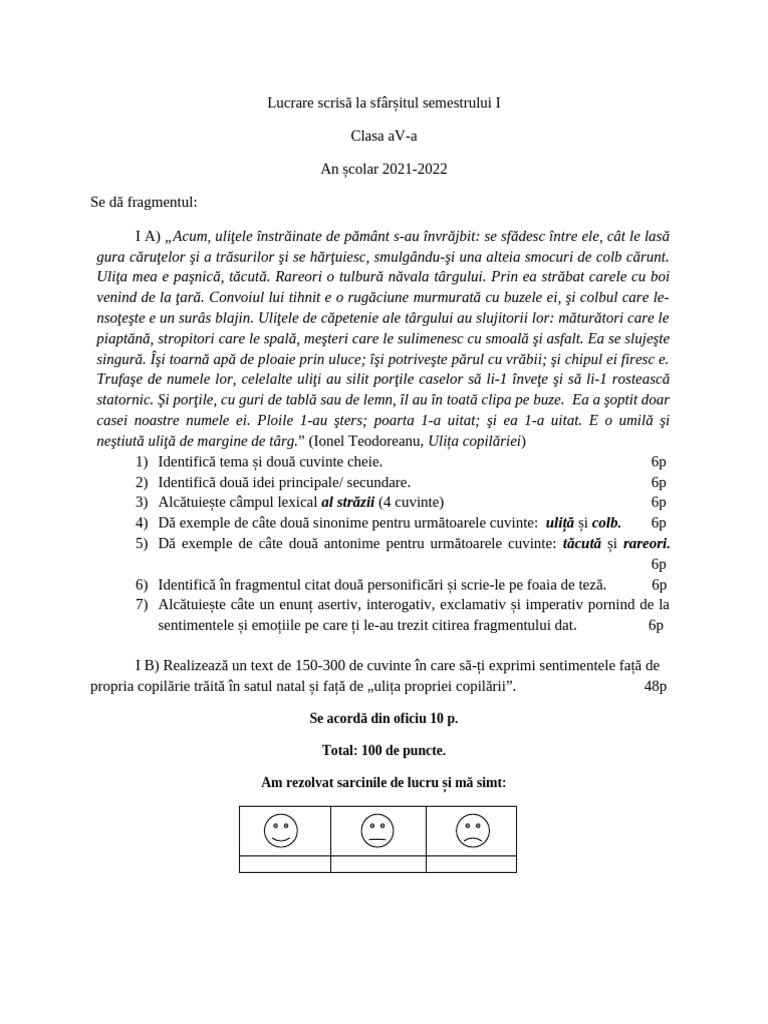 Teza 5 Semestrul 1 | PDF