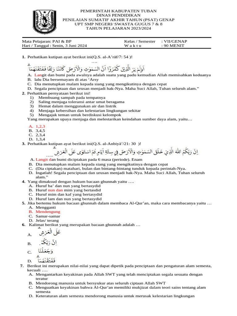 Pai 7 Psat 2023-2024 | PDF