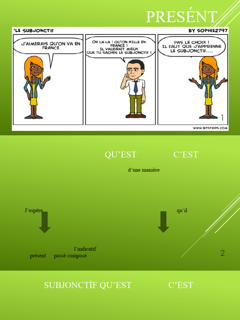 Sunum Le Subjonctif PR - Sent | PDF