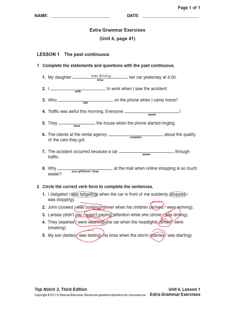 Unit 04 Extra Grammar Exercise | PDF | Linguistics | Syntax