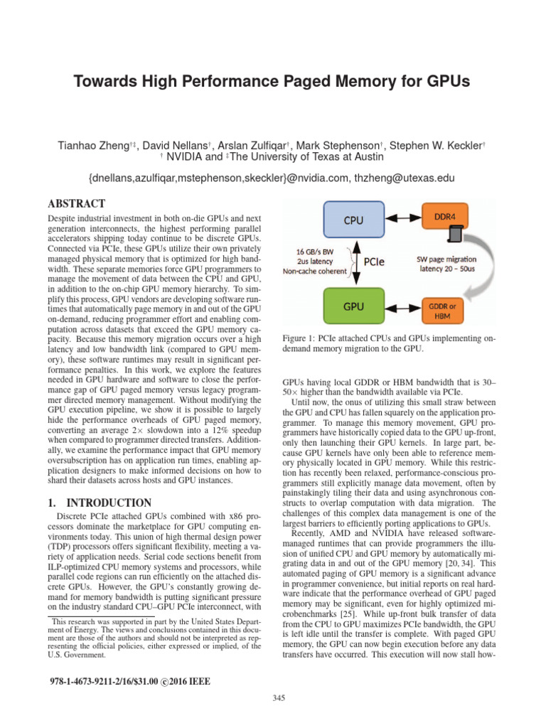 Towards High Performance Paged Memory For GPUs | PDF | Graphics Processing Unit | Computers