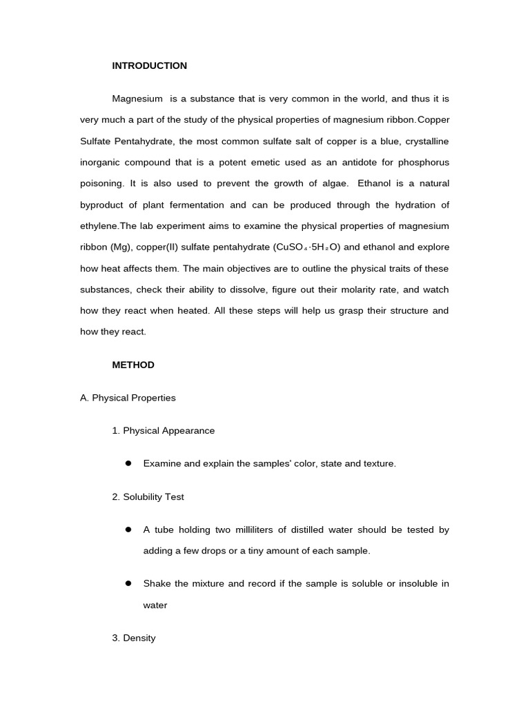 Experiment 1 - Chemistry by Observation (Group 3) | PDF