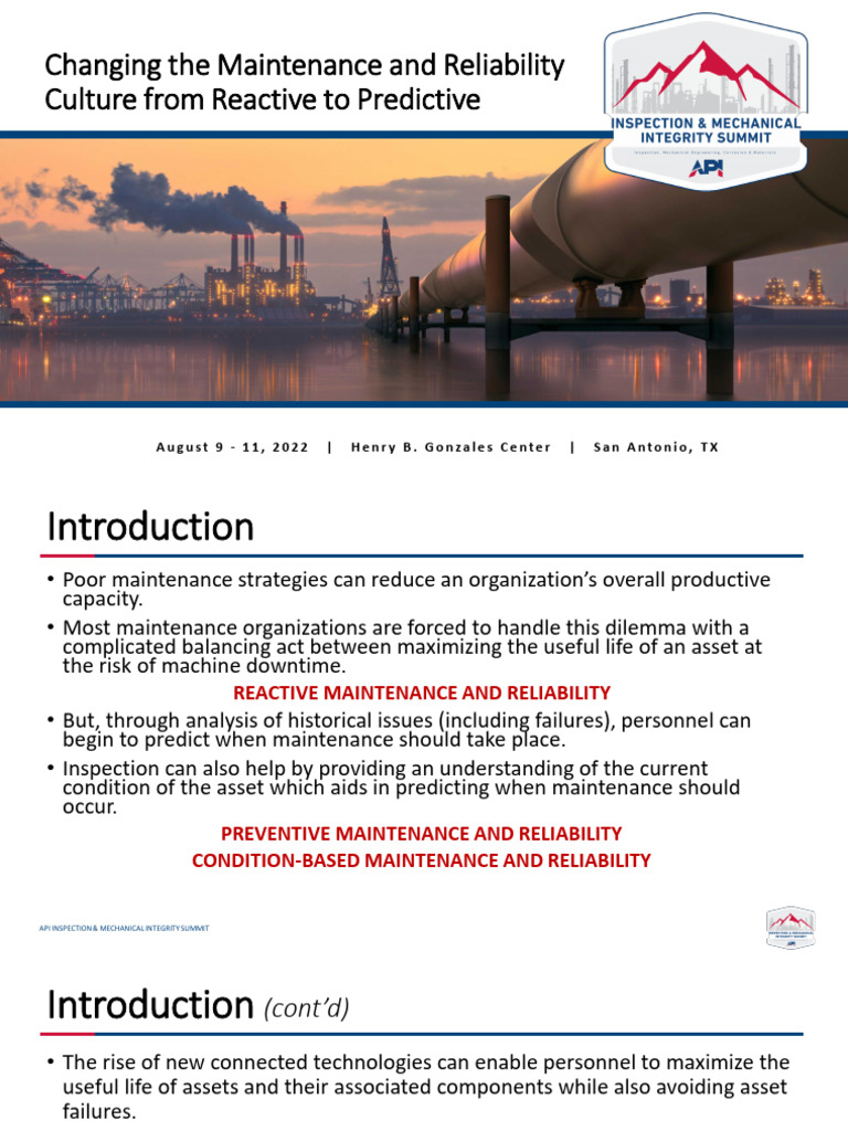 Pm Changing The Maintenance And Reliability Culture From Reactive To