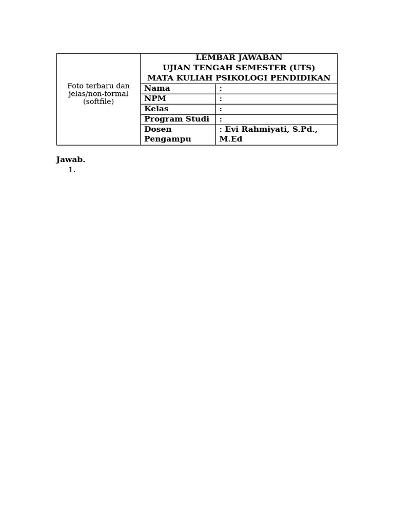 Lembar Jawaban Psi.pend | PDF
