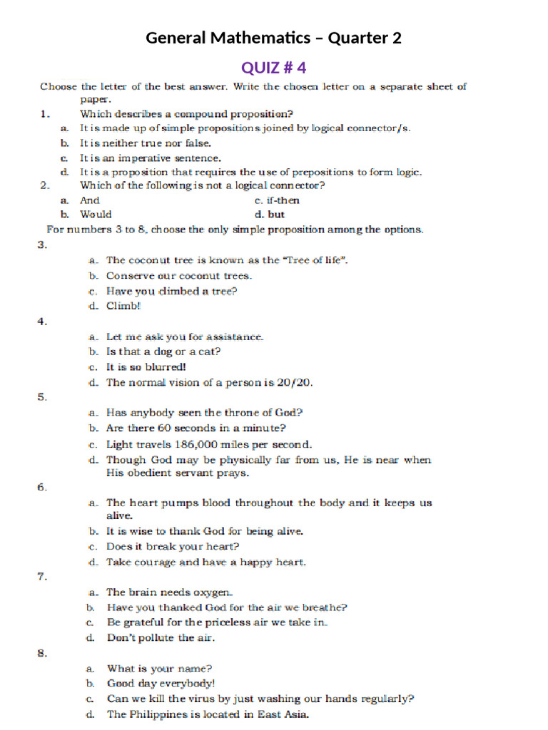 genmath q2 quiz 4 | PDF genmath q2 quiz 4 | PDF
