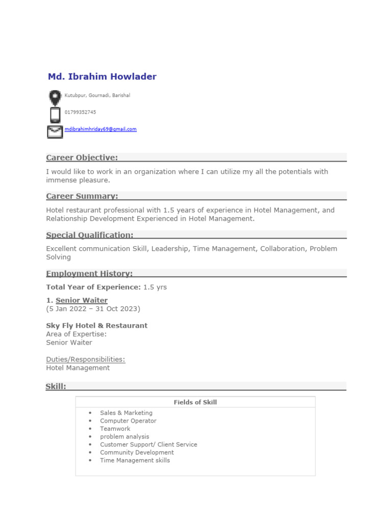 Ibrahim Howlader CV | PDF