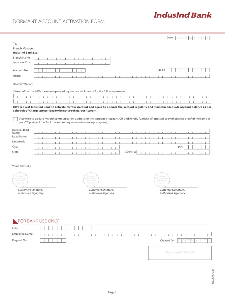 Dormant Account Activation | PDF