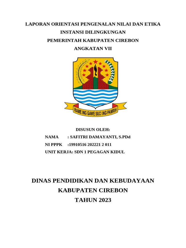 COVER Depan Laporan Orientasi PPPK | PDF