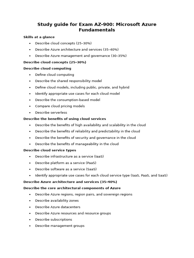 Study Guide For Exam AZ | PDF | Cloud Computing | Microsoft Azure
