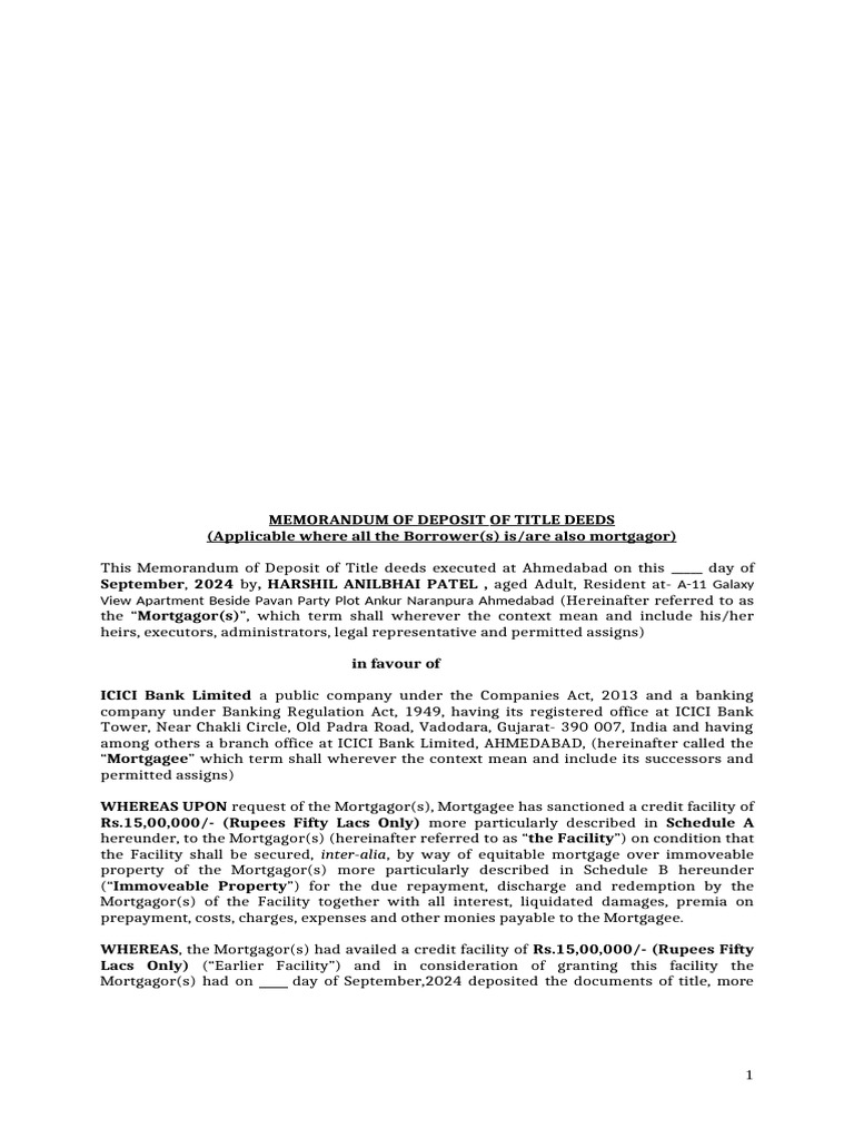 Mortgage Draft Harshil Patel | PDF