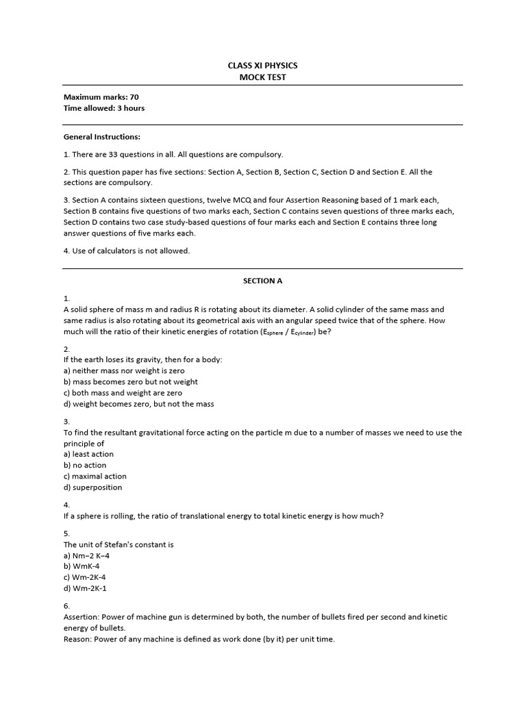 Physics Practice Paper | PDF