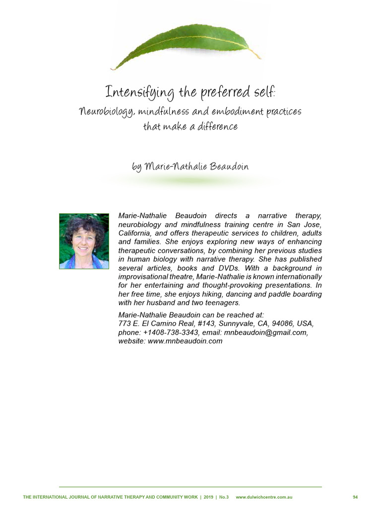 Intensifying The Preferred Self by Marie Nathalie Beaudoin | PDF