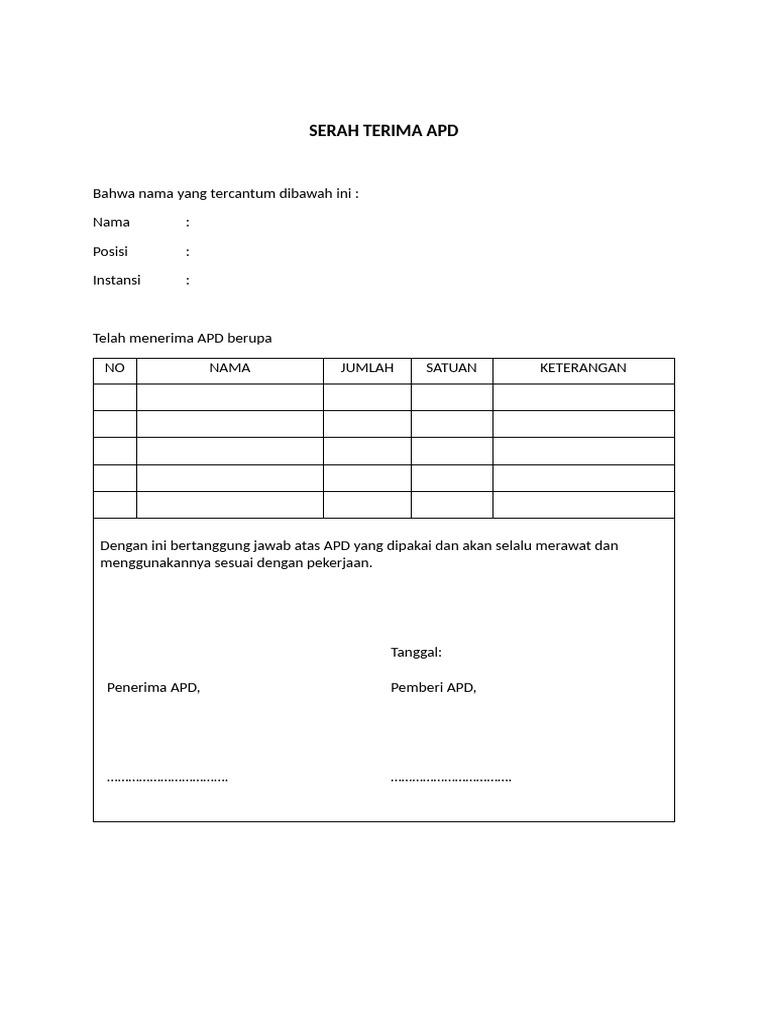 Serah Terima Apd | PDF