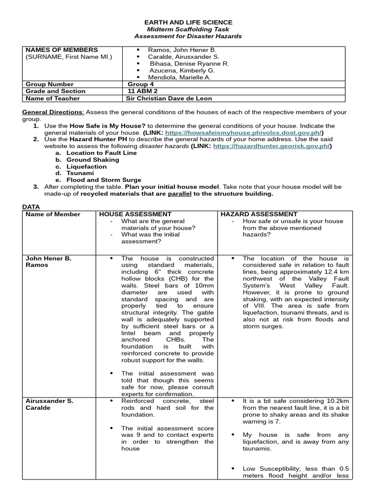 EARTHLIFE Midterm Scaffolding Task | PDF