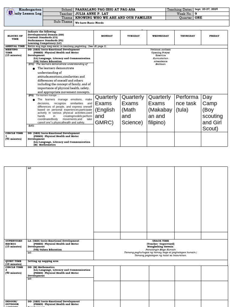DLL Quarterly Exam | PDF