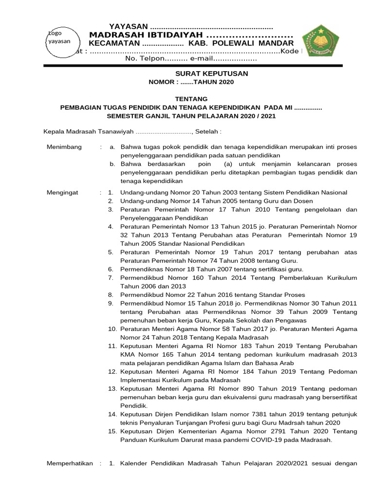 Form Pemb - Tugas MI 2020-2021 | PDF