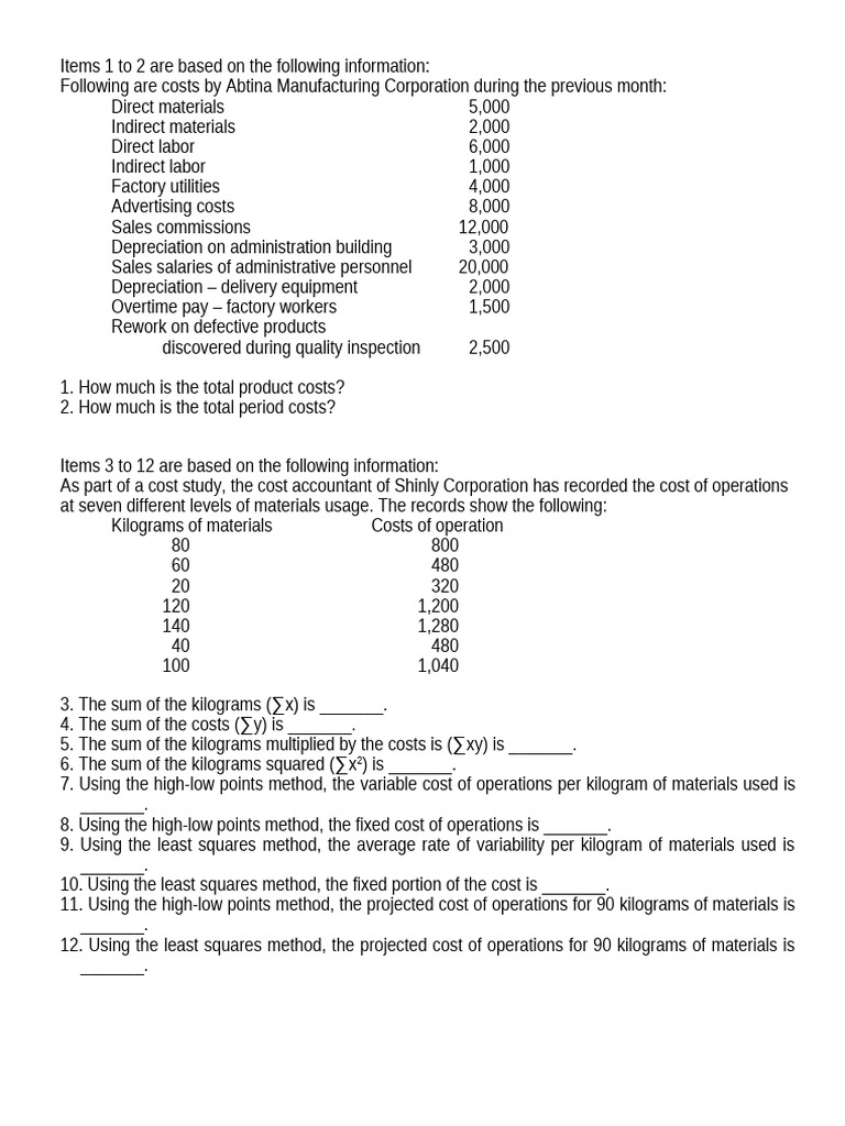 Strategic Cost Management SCM Midterm Quiz 1 | PDF