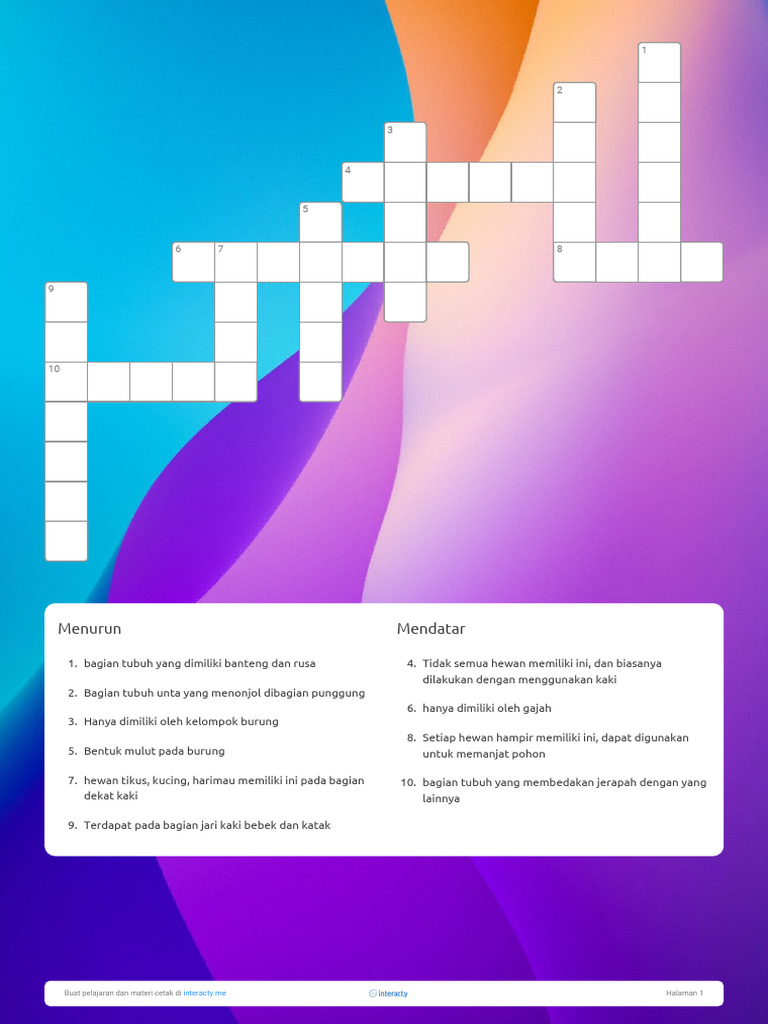 Teka Teki Silang Ipa Kelas 2 | PDF