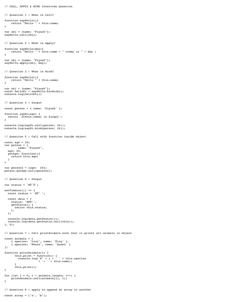 Call-Apply - Bind | PDF