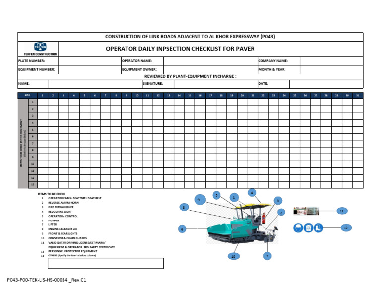Paver Checklist_Rev.C1 | PDF