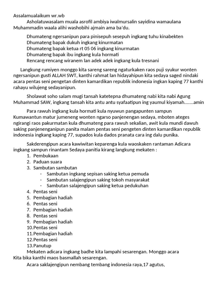 Teks MC Pentas Seni | PDF