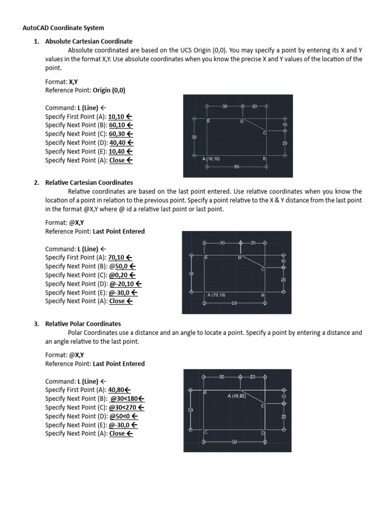 AutoCAD Coordinate System | PDF