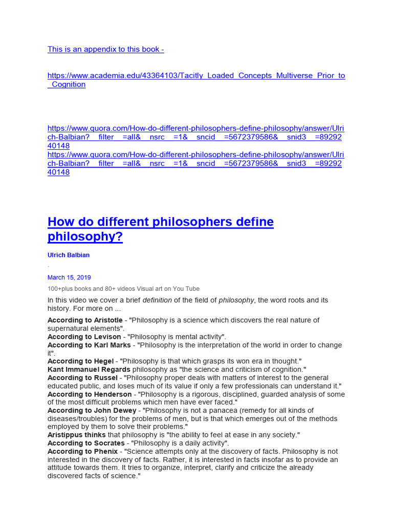 How Do Different Philosophers Define Phi | PDF