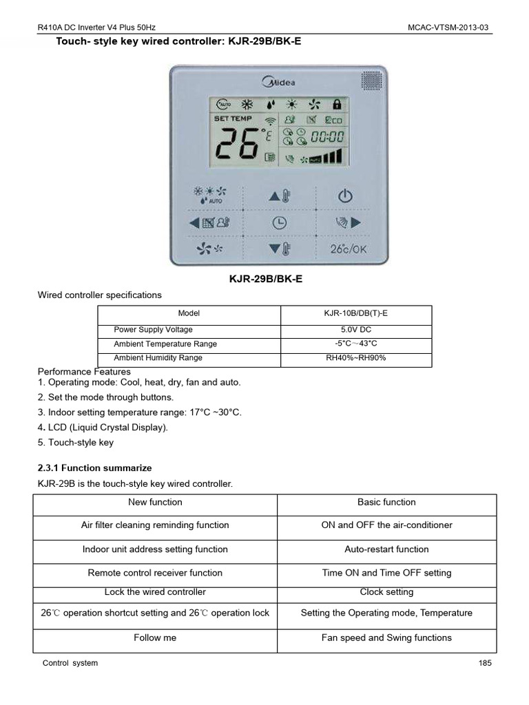 Midea KJR 29B BK E Wireless THERMOSTAT USER MANUAL | PDF