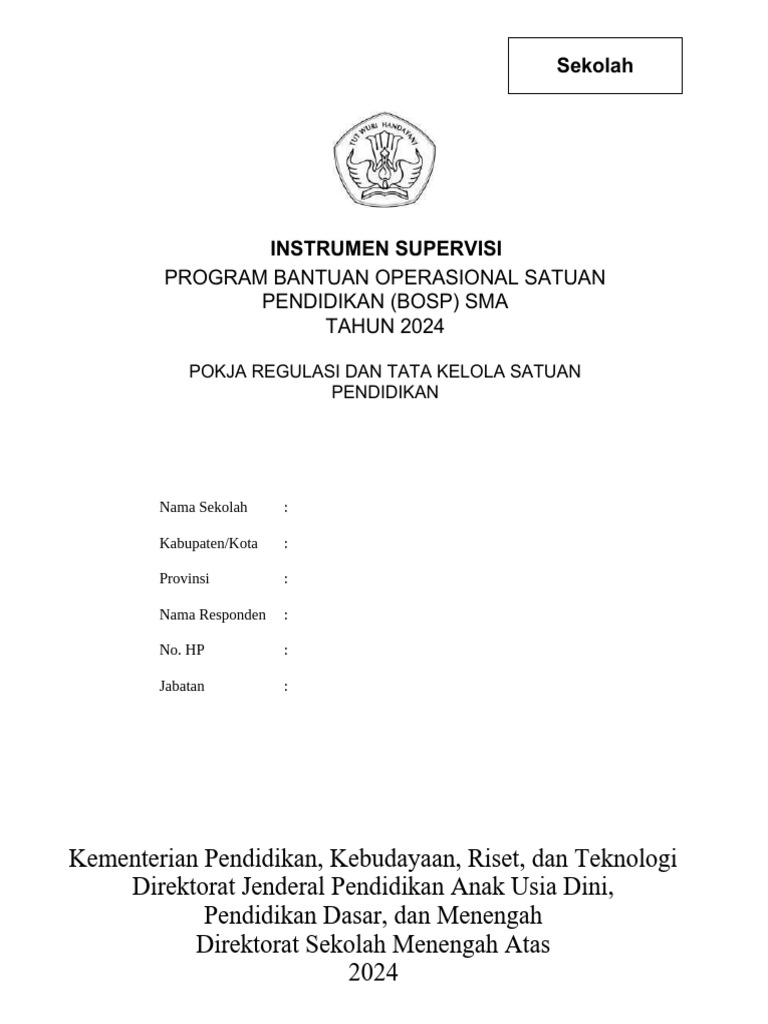 INSTRUMEN SUPERVISI BOS 2024 | PDF
