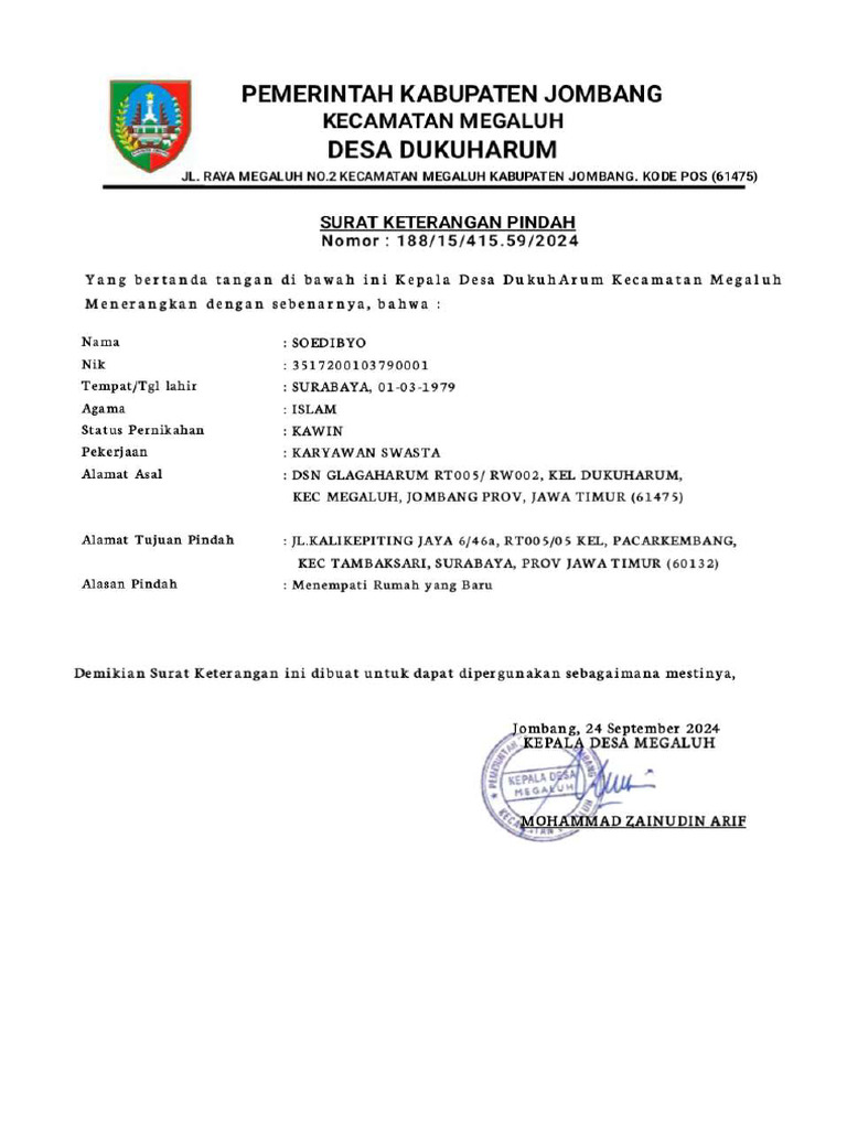 SK_PINDAH _SOEDIBYO_ (1) | PDF