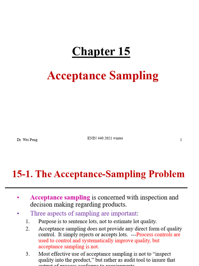 Ch15 Acceptance Sampling | PDF